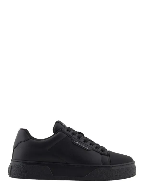 Armani Exchange Round Toe Lace-up Sneakers - Black