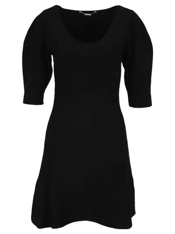 Stella McCartney Scoop Neck Puff Sleeve Knitted Dress - Black