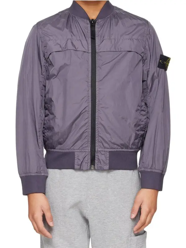 Stone Island Crinkle Reps Panelled Zip-up Jacket - Purple