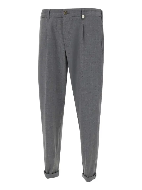 MYTHS Ares Slim-fit Pants With Buttoned Flap Pockets - Grey