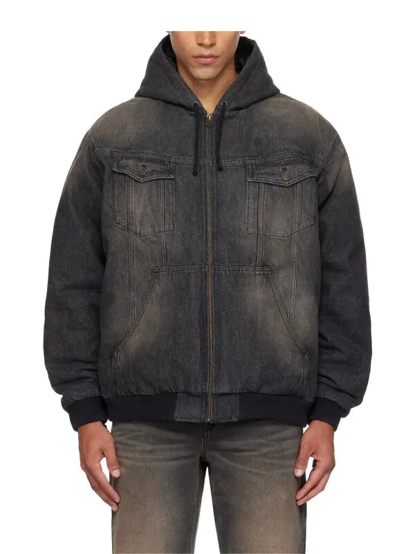 EGONLAB Hooded Denim Jacket - Black