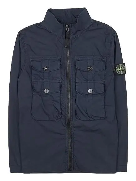 Stone Island Long Sleeve Jacket With Chest Pockets - Black