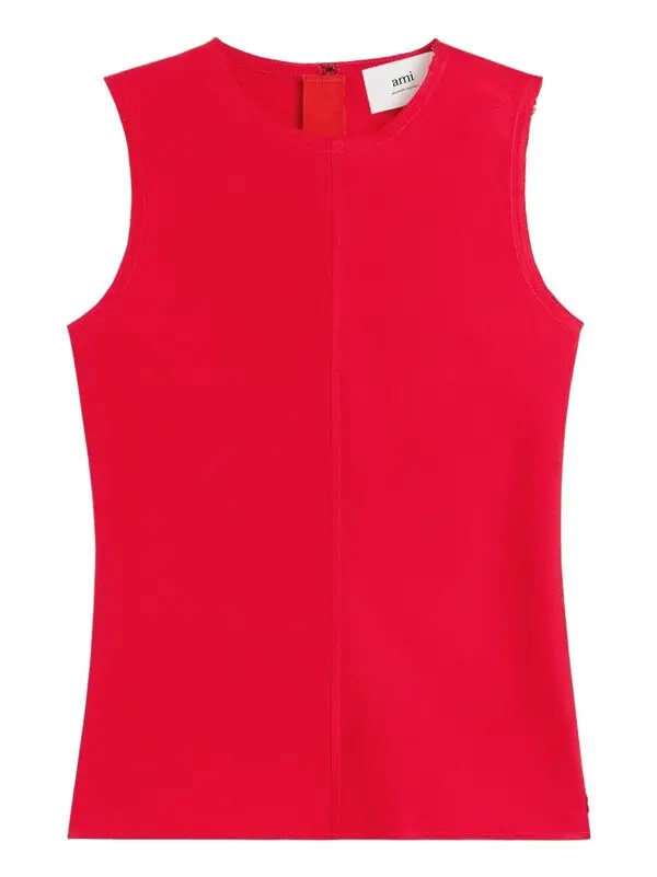 Ami Sleeveless Crewneck Top - Red