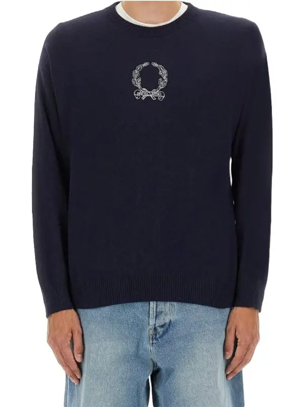 Moschino Laurel Crown Embroidered Crewneck Pullover - Black