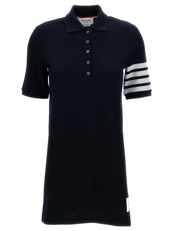 Thom Browne Patch Detail 4-bar Mini Polo Dress - Navy Blue