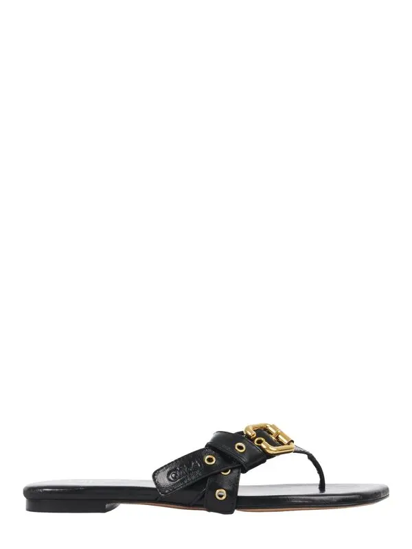 Chloé Mae Thong Sandals With Buckle Detail - Black
