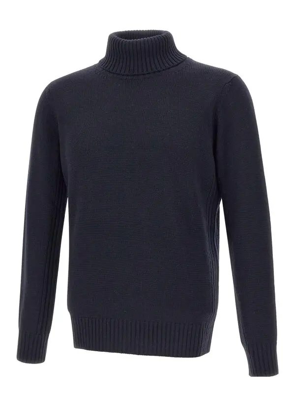 KANGRA Ribbed Turtleneck Knitted Sweater - Navy Blue