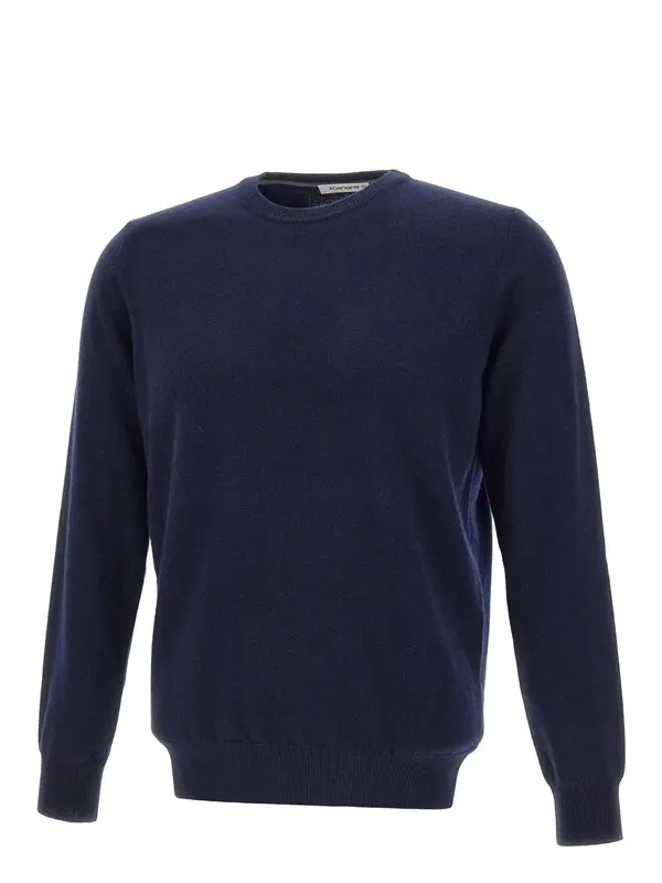 KANGRA Crew Neck Knitted Sweater - Navy Blue