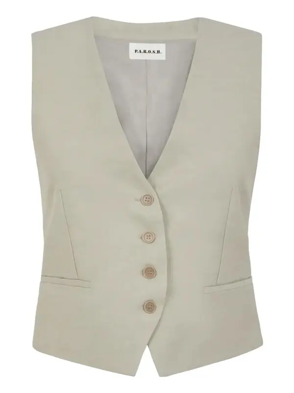 P.a.r.o.s.h Sleeveless Button-up Vest - Stucco