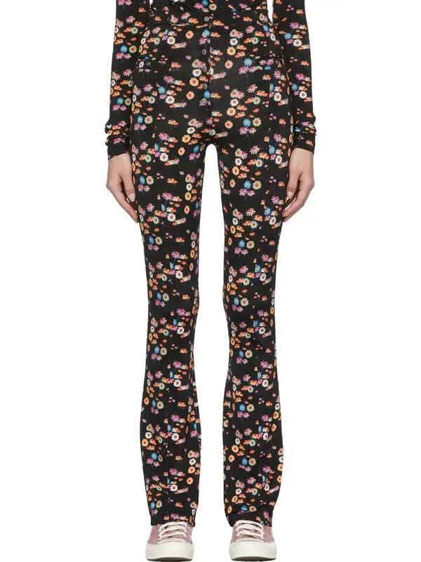 Rabanne Floral Print High-waist Trousers - Black