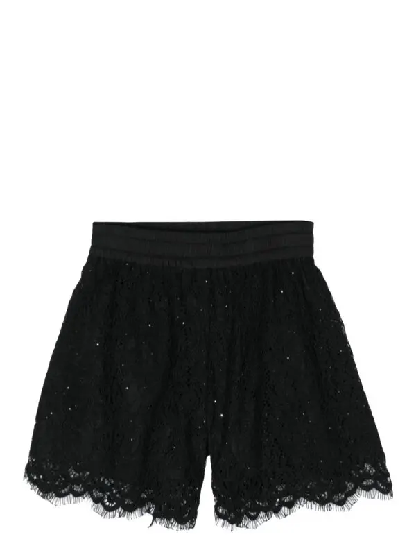 Monnalisa Lace Shorts With Diamond Embellishments - Black