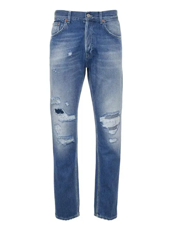 DONDUP Ripped Jeans With Button Fly - Blue