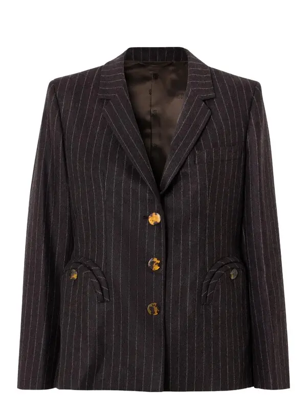 BLAZÉ MILANO Akira Pinstriped Wool And Cashmere-blend Blazer - Black