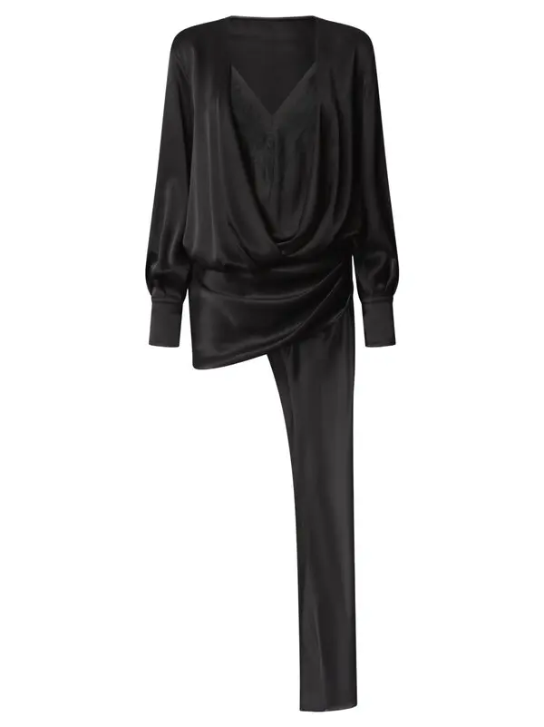 Pinko Asymmetrical Draped Mini Dress - Black
