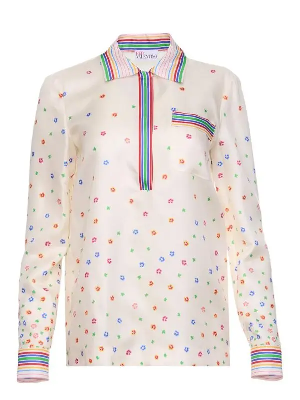 Red Valentino Printed Satin Shirt - White
