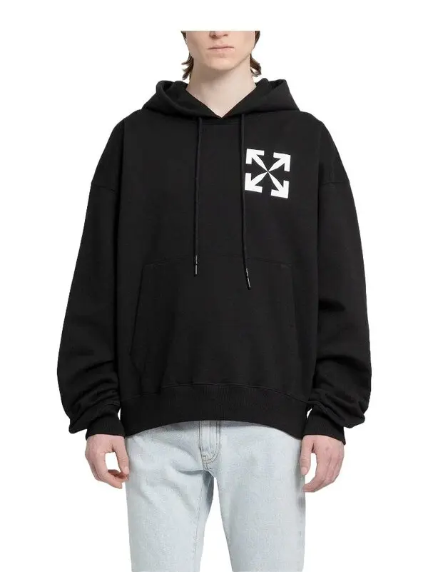 Off-White Arrows-print Cotton Hoodie - Black