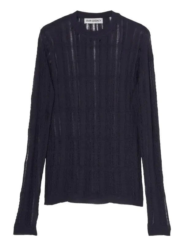 Our Legacy Textured Knit Sweater - Washed Navy Blue