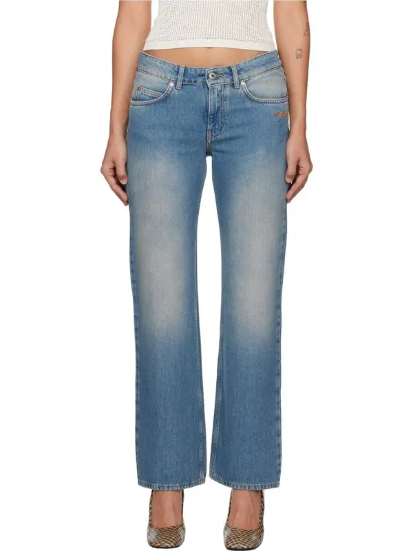 Off-White Embroidered-logo Jeans - Blue