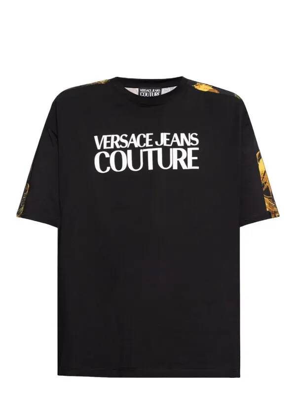 Versace Watercolour Couture-print Cotton T-shirt - Black