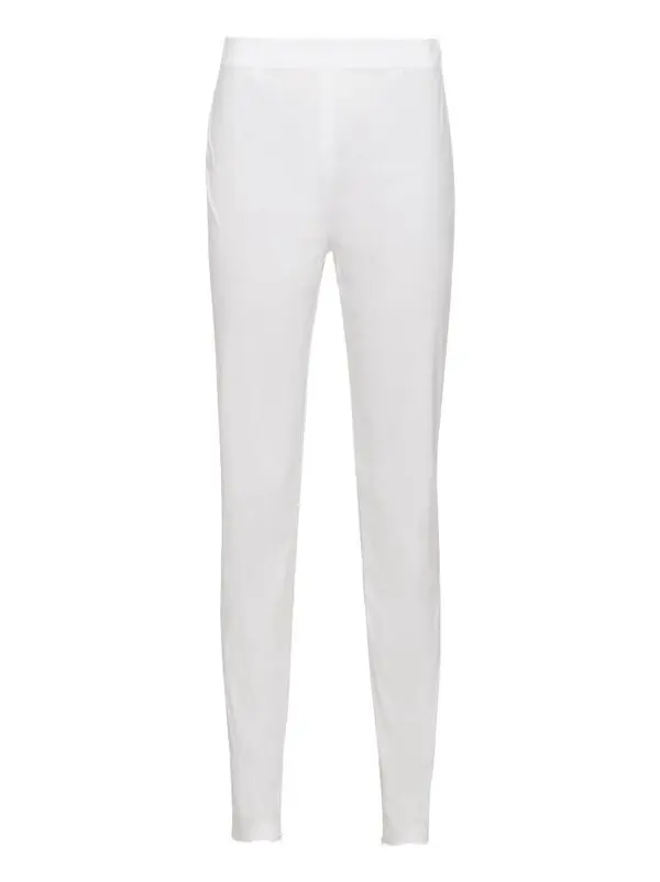 Prada Logo Detailed High-waist Straight Leg Pants - White