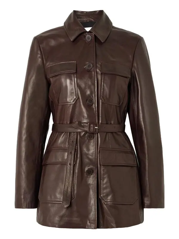 Nour Hammour Long-sleeved Leather Jacket - Black