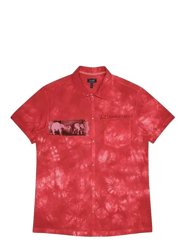 Emporio Armani Graphic Print Short Sleeve Shirt - Red