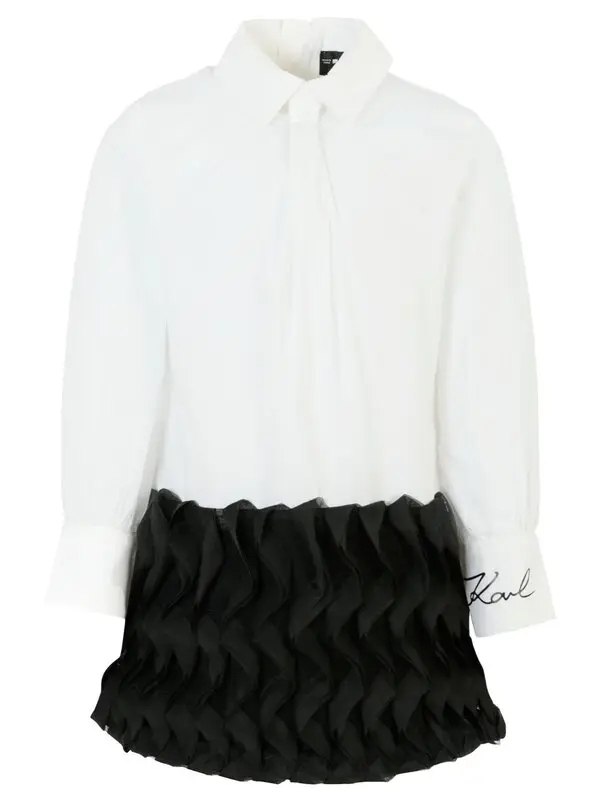 Karl Lagerfeld Cotton Poplin Dress With Logo Print - White