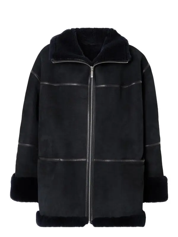 TOTEME Long Sleeve Leather Jacket - Black