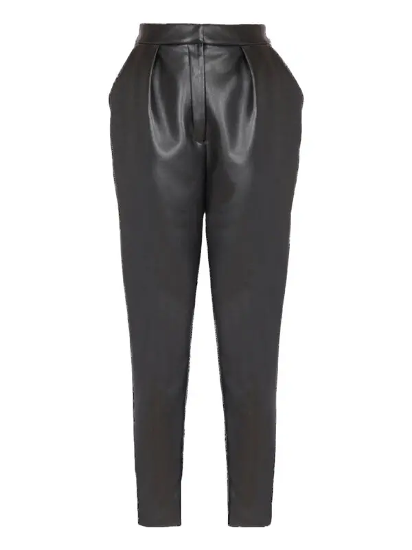 Balmain High-waisted Faux Leather Trousers - Black