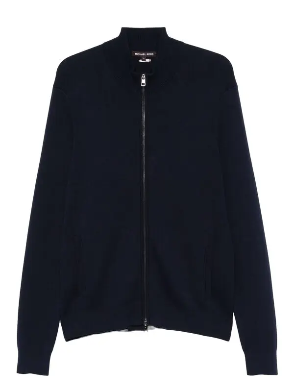 Michael Kors Zip-up High Neck Cardigan - Navy
