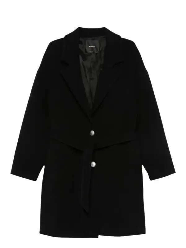 Pinko Belted Button-fastening Coat - Black