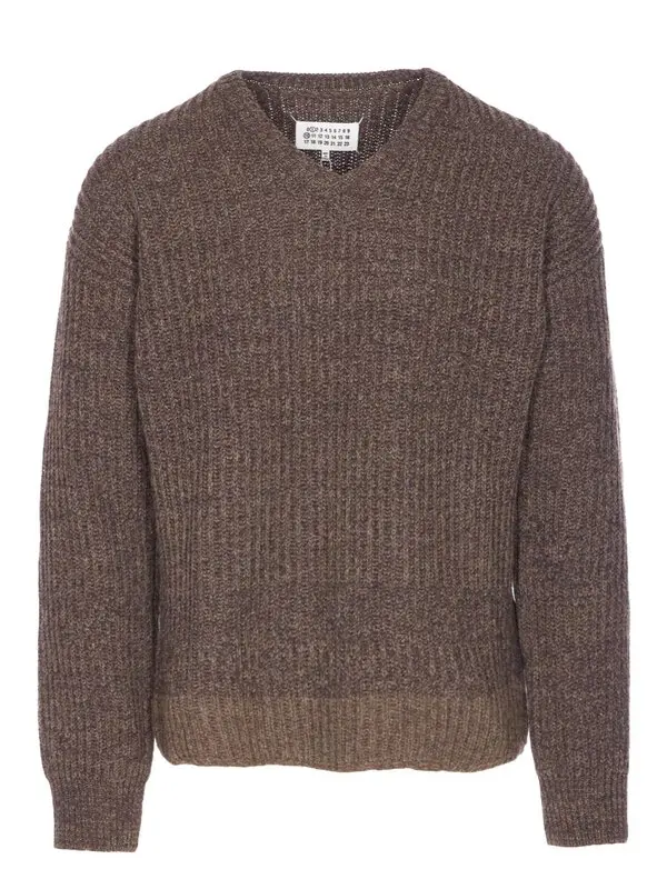 MAISON MARGIELA Long-sleeved V-neck Jumper - Brown