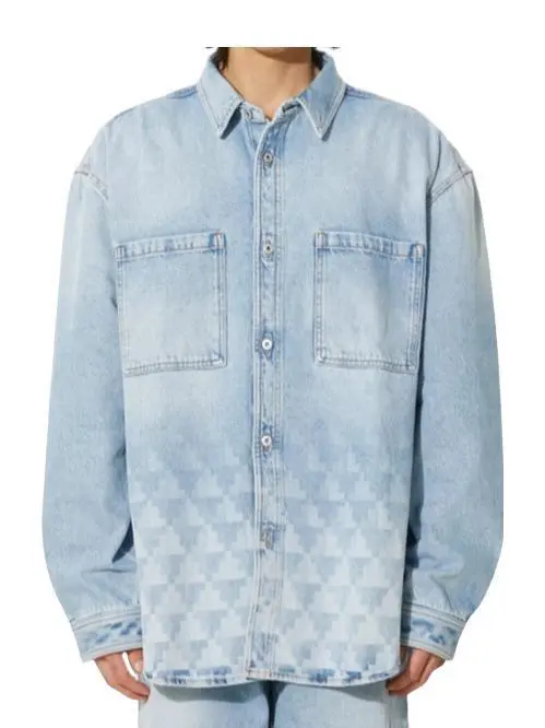 MARCELO BURLON COUNTY OF MILAN Laser Cross Denim Overshirt - Light Blue