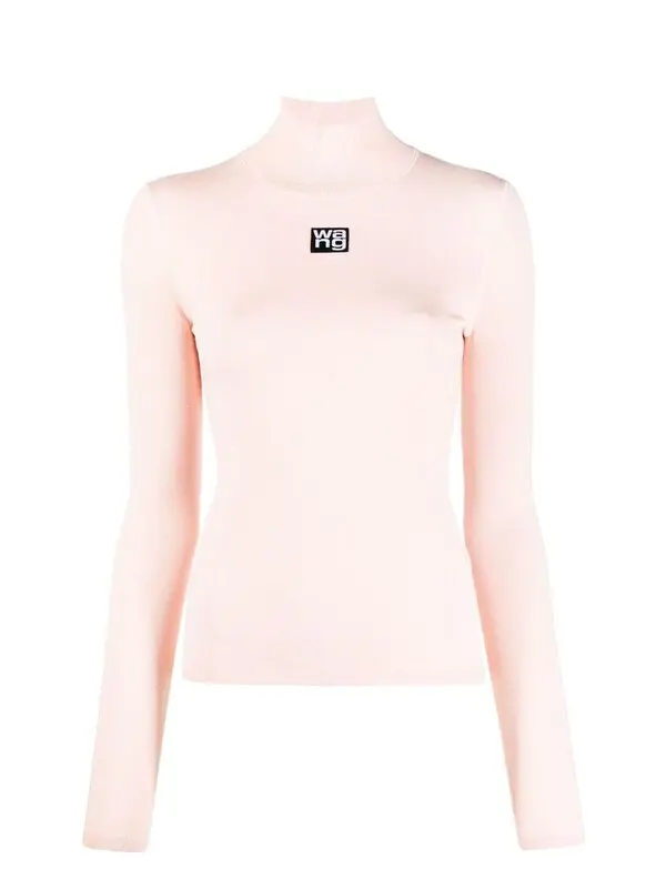 Alexander Wang Fitted Turtleneck Jumper With Chest Logo - No