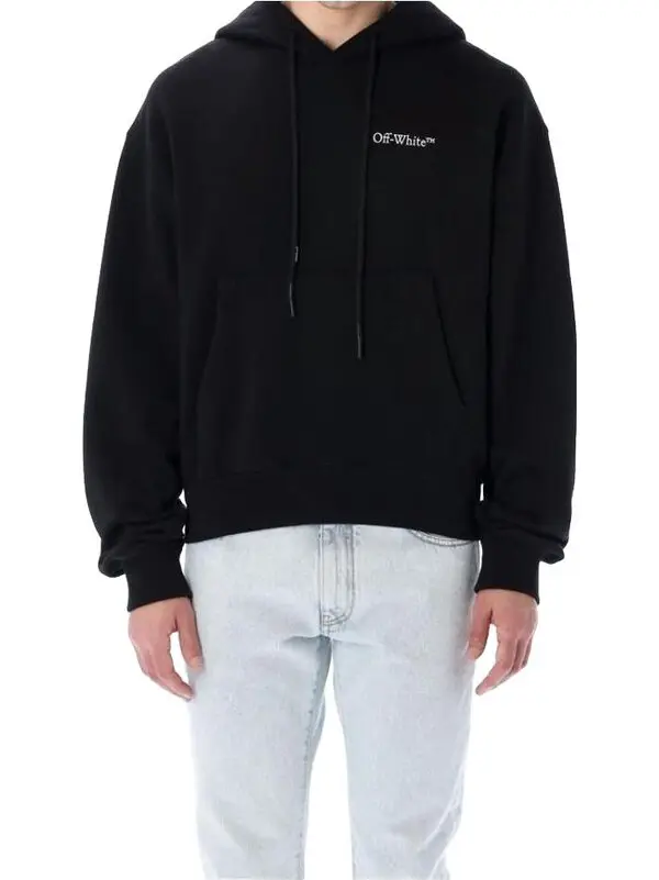 Off-White Logo Printed Drawstring Hoodie - Black