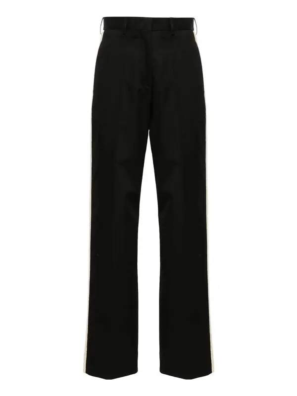Palm Angels Cotton Trousers With Belt Loops And Pleats - Black