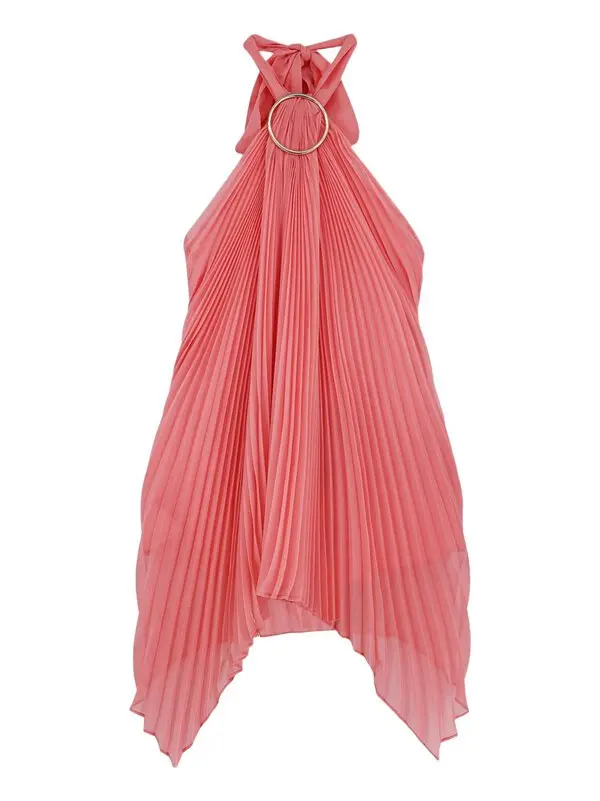 Max Mara Pleated Halterneck Top - Pink