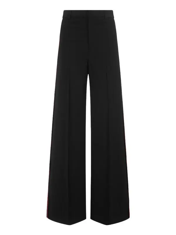Red Valentino Logo Casual Pants With Ironing Pleats And Slit Bottom - Black