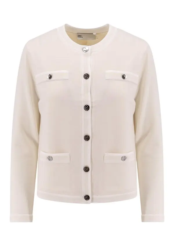 Tory Burch Kendra Knit Cardigan - Beige