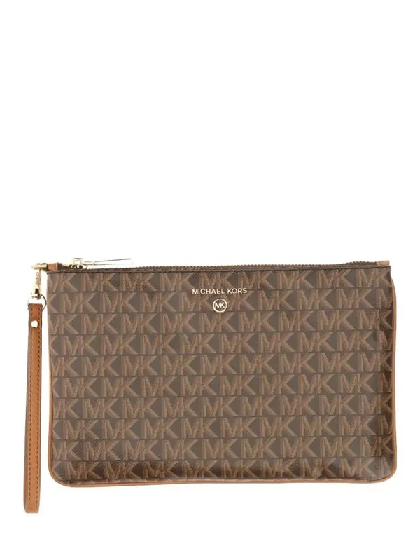 Michael Kors Monogram Leather Clutch Bag - Brown