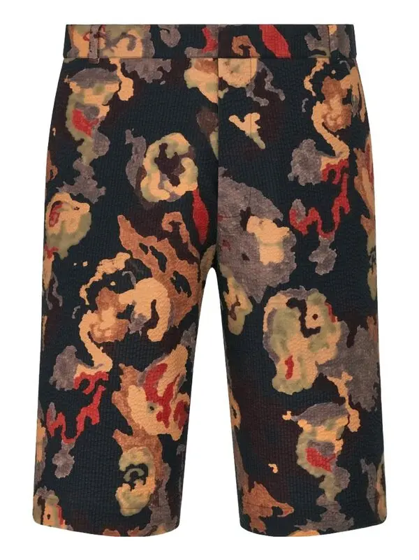 Dior Allover Printed Cotton Seersucker Bermuda Shorts - Black