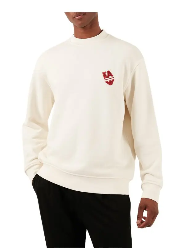 Emporio Armani Logo-embroidered Cotton Sweatshirt - White