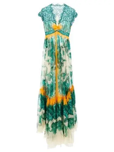 Etro Printed V-neck Maxi Dress - Multicolor