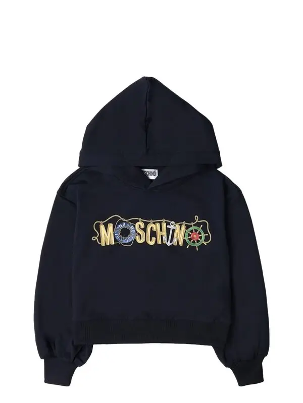 Moschino Print Cotton Hoodie - Black