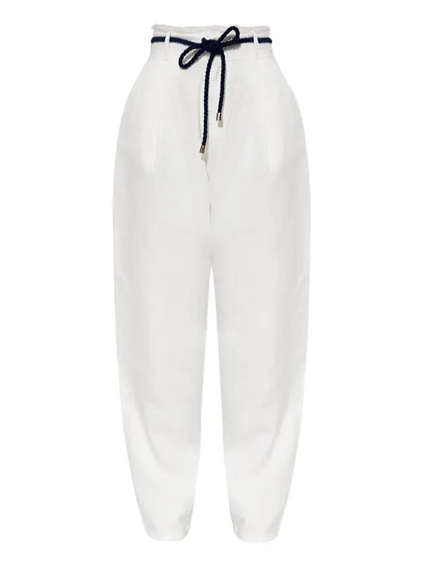 Emporio Armani High-waisted Straight Leg Jeans With Nautical Belt - White