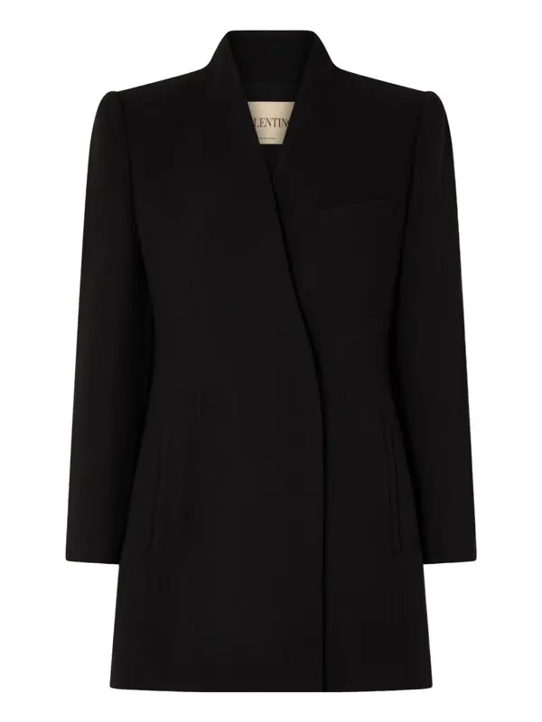 Valentino Garavani Wool Crepe V-neck Long-sleeved Jacket - Black
