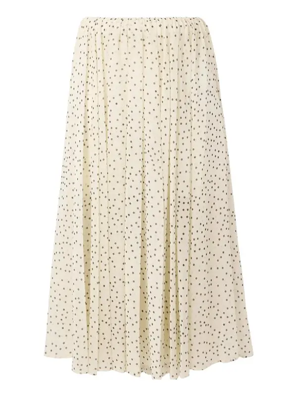 Magda Butrym Polka Dot Pleated Midi Skirt - Cream