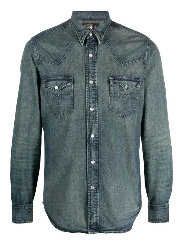 Ralph Lauren Dark-washed Western Denim Shirt - Green