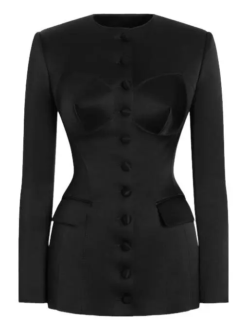 Dolce & Gabbana Sculpted Jacket With Button Detail - Black