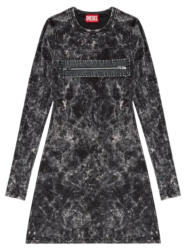 DIESEL® D-erco Zip Detailed Mini Dress - Black